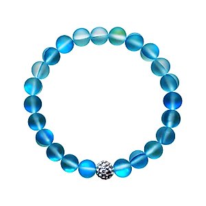 Hope Inspired Mystic Mermaid Glass Bracelet with 8 mm Blue Moonstone Beads