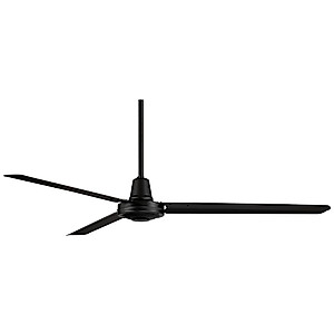 Casa Vieja 60" Turbina DC Industrial Rustic Farmhouse 3 Blade Indoor Outdoor Ceiling Fan with Remote Control Matte Black Damp Rated for Patio Exterior House Home Porch Gazebo Garage Barn