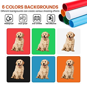 HitTopss Photo Studio Light Box Photography 32"x32"x32" Portable Large Studio LightBox Shooting Tent Kit with 6 Backdrops, Photography Lighting Kit LED Lights Adjustable Brightness 13000LM, CRI 95+