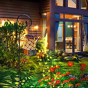 SunKite Solar Watering Can Lights with LEDs, Retro Hanging Lantern Lights, Waterproof Decor for Outdoor,Yard,Pathway,Patio,Garden,Lawn,Flower Bed with 36 inch Shepherd Hook (Warm White)