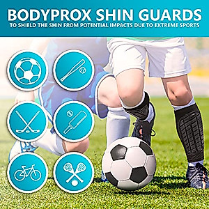 Bodyprox Soccer Shin Guards Sleeves for Men, Women and Youth (Large)