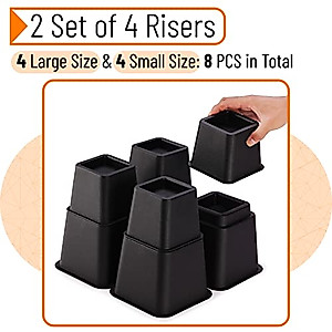 Mr. Pen- Adjustable Bed Risers, Furniture Risers, Set of 4 Risers, Elevation in Heights 3, 5 or 8 Inch, Table Riser, Risers for Bed Frame, Bed Height Risers, Bed Raiser, Bed Frame Riser, Desk Risers