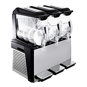 VBENLEM 110V Slushy Machine 30L Triple Bowl Frozen Drink Maker 1250W Automatic Clean Day and Night Modes for Supermarkets Cafes Restaurants Snack Bars Commercial Use