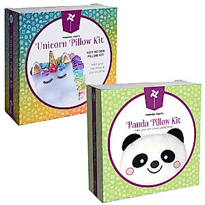 Unicorn Pillow Kit & Panda Pillow Kit Bundle - Fun DIY Arts and Crafts Project for Kids Ages 6 7 8 9 10 11 12 - Great Gifts for All Occasions