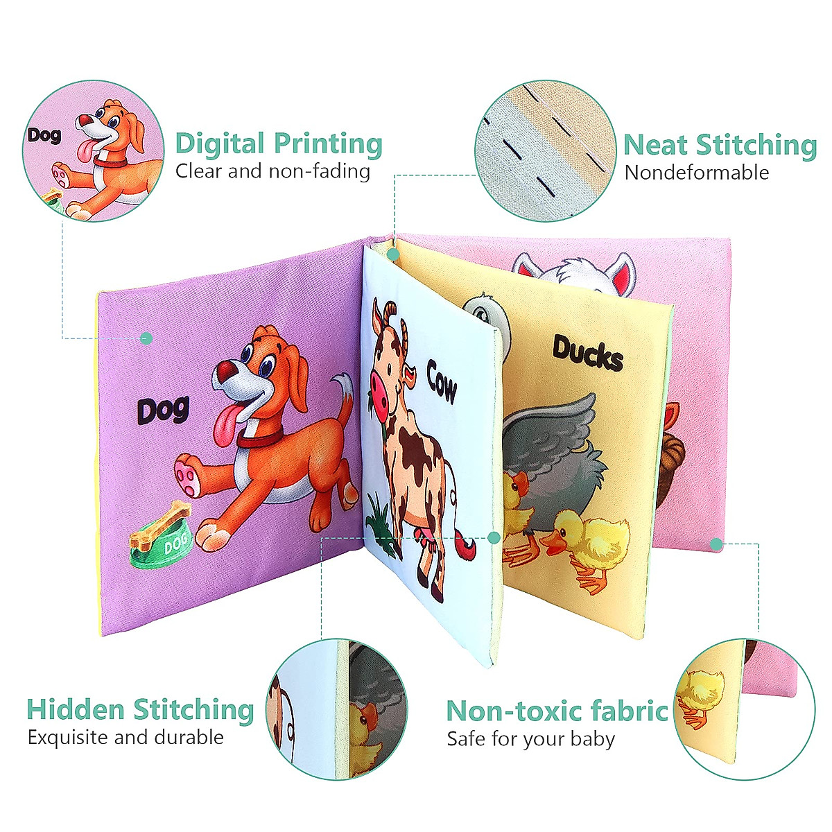 Koo-dib Baby Books, Soft Baby Book,Cloth Baby Books,Baby Books 0-6 Months, Cloth Baby Books,Infant Books,Soft Books for Babies,Best Baby Books, Pack of 6 Books for Baby,Size: 4x4 inch,Soft Baby Book