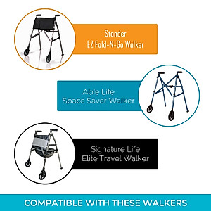 Stander Replacement 6-inch Walker Wheels, 6-Inch Rollator Replacement Wheels for Adults, Seniors, and Elderly, Compatible with the EZ Fold-N-Go Walker and the Able Life Space Saver Walker, Set of 2