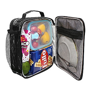 HMZXZ Marble Texture White Black Print Lunch Bag Box for Women Teens Girls Cooler Insulated Lunch Bag Tote Freezable Shoulder Strap Waterproof Picnic Meal for School Office Work