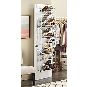 Whitmor Over The Door Shoe Rack, 36 Pair, White
