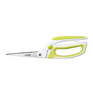 LIVINGO 10" Spring Action Fabric Scissors, Professional Sewing Scissors for Tailor Dressmaker, Spring Loaded Heavy Duty Fabric Shears for Crafting with Comfort Handle, All purpose(Green/White)