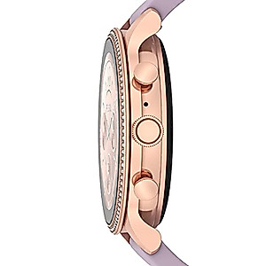 Fossil Unisex Gen 6 42mm Stainless Steel and Silicone Touchscreen Smart Watch,Fitness Tracker, Color: Rose Gold, Purple (Model: FTW6080V)