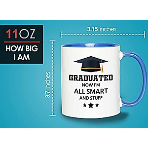 Flairy Land Graduation 2Tone Blue Mug 11oz - All Smart and Stuff - Graduation Gifts for Her Senior Graduation College Student College Graduate Classmate MBA Grad