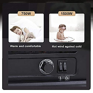 BMS 20" Electric Fireplace Heater Portable Indoor Electric Stove Heater with Freestanding 3D Flame Effect 1400W CSA Approved Safety for Home,Office,Bedroom,Living Room,Basement, Black