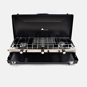 N.F. Gas Camping Stove,20400 BTU 3 Burner Propane Stove with Regulator,Portable Propane Grill for Outdoor Camping BBQ Party, black, m