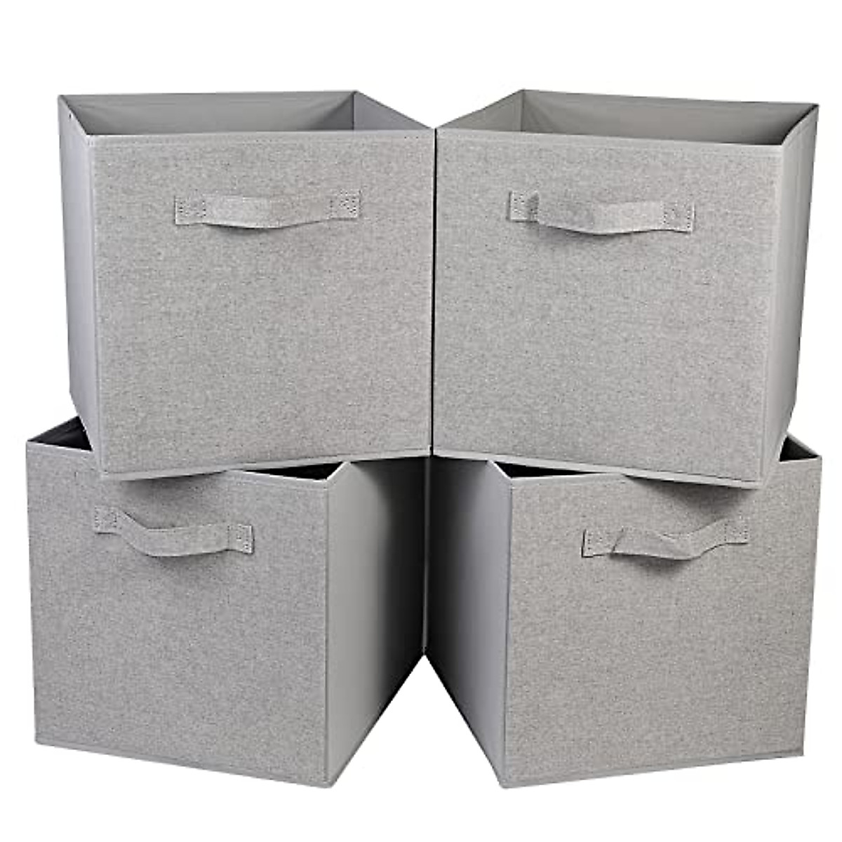 BOMKEE Collapsible Storage Bins, Closet Organizers and Storage Cubes Clothings and Toys Storage Baskets with Handles (Set of 4, 12*12*12inch)