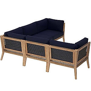 Modway Clearwater Sectional, 5-Piece Set, Gray Navy