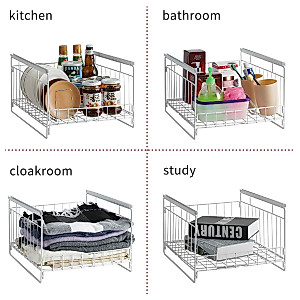 PINNIYOU Storage Organizer, Stainless Steel Free Combination Detachable Multifunctional for Kitchen, Closet, Desk Storage (2 Layers)