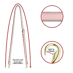 DEVPSISR Leather Adjustable Replacement Strap Shoulder Bag Cross Body Bag Purse Handbag For Women, 43-51 Inch（Pink）
