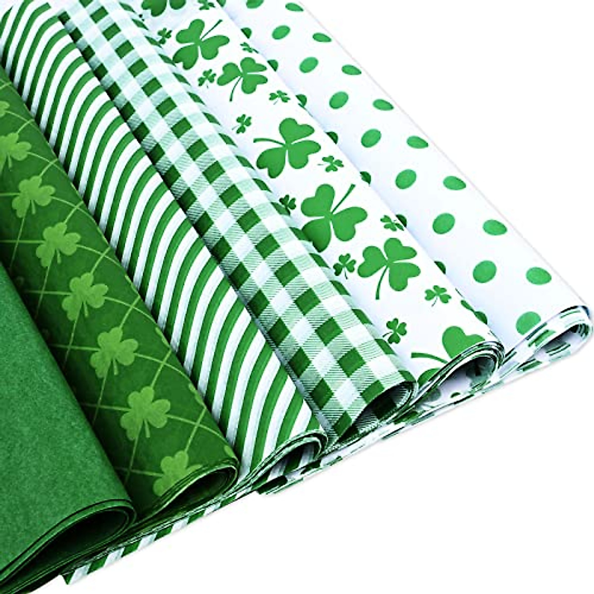 60 Sheets Large Size St.Patrick's Day Tissue Paper Bulk, 20 x 30" Shamrock Wrapping Tissue for Irish Paper Flower Pom Poms Green Clover Art Tissue for Spring Birthday Holiday Gift Wrapping Party Decor