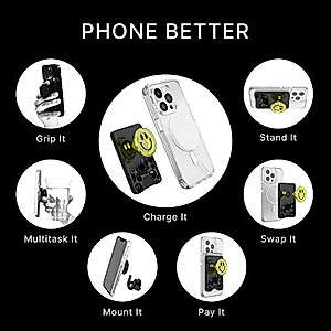PopSockets: Phone Wallet with Expanding Grip, Phone Card Holder, Wireless Charging Compatible, Wallet for MagSafe - All Smiles