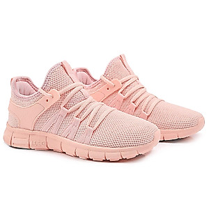 INZCOU Running Shoes Lightweight Tennis Shoes Non Slip Gym Workout Shoes Breathable Mesh Walking Sneakers Pink 7women / 6men