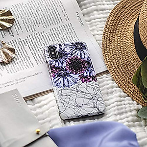BURGA Phone Case Compatible with Google Pixel 6 PRO - Hybrid 2-Layer Hard Shell + Silicone Protective Case -Dazzling Purple Dahlia Floral Print Pattern Doodle - Scratch-Resistant Shockproof Cover
