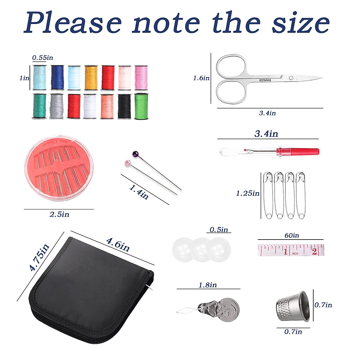 Sewing Kit,Sewing Bag Set, Portable Sewing Kit - DIY Supplies with Accessories, Ideal for Adults, Beginners, Travelers and More. Includes Black Handbag.