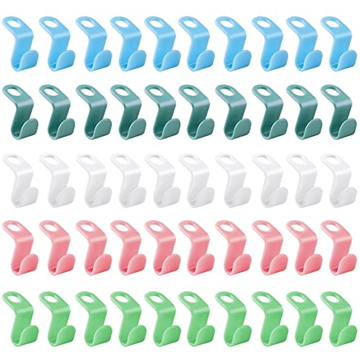 100 PCS Hanger Connector Hooks, Hangers Space Saving, Hanger Hooks, Hanger Clips for Plastic Hangers(5 Color)