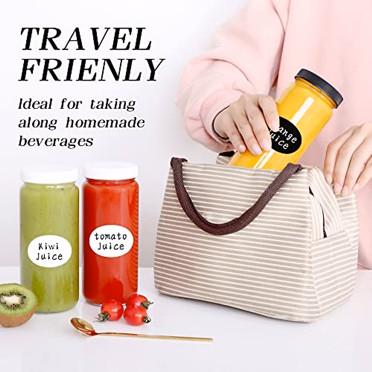 Glass Juice Bottles for Juicing, Airtight Lids & 4 Straws & 4 Lids w Hole, 16 oz Jars with Lids, Reusable Travel Water Cups, 12 Labels for Smoothies, Tea, Milk, Homemade Beverage (6 Pack, Black Lids)