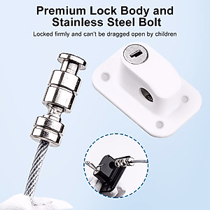 Window Safety Locks Self Adhesive AOSITE 2 Pack Baby Window Restrictor with Key UPVC Window Locks Child Safety Cable Lock Pet Window Restrictors No Drilling Kids Refrigerator Lock for Childproof