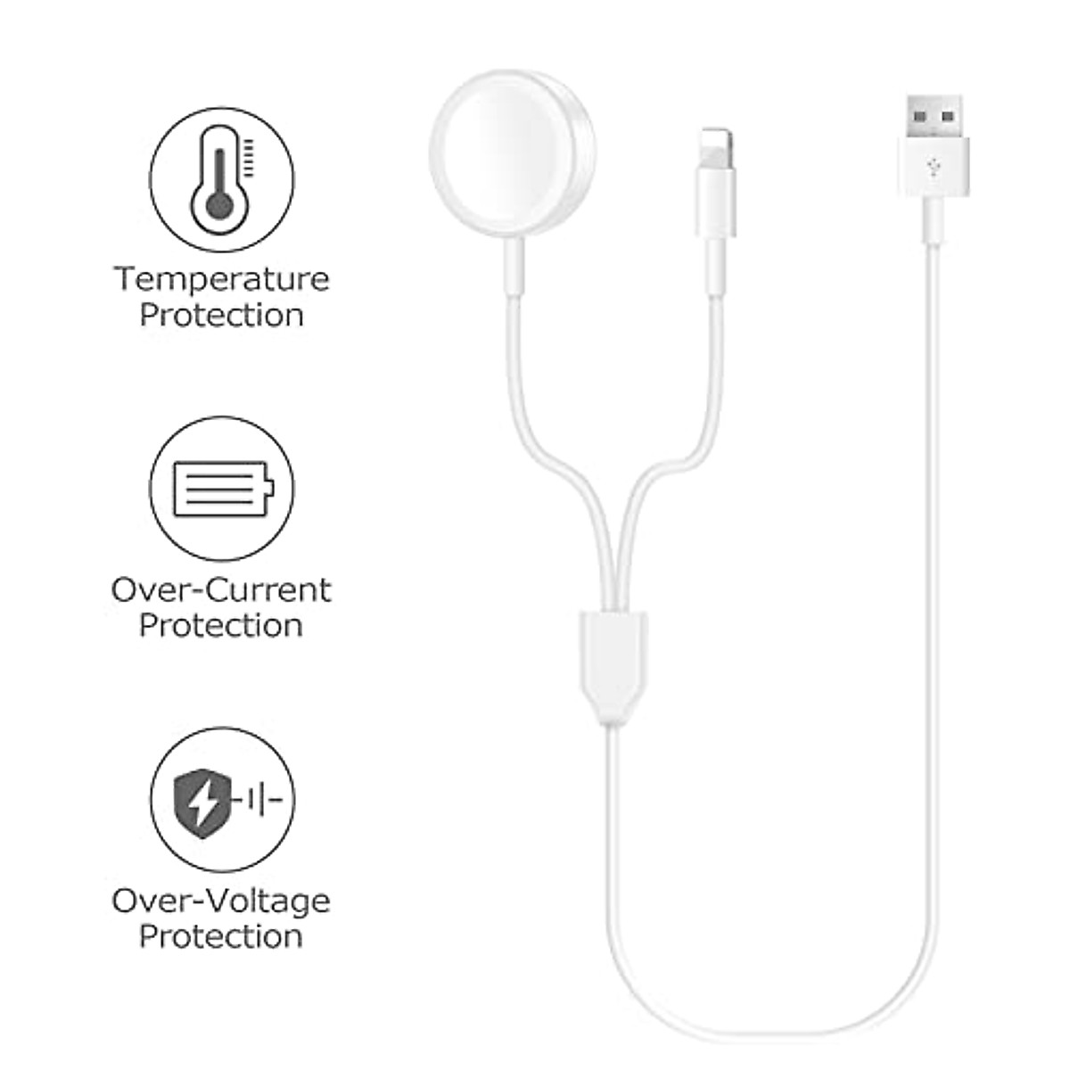 lifeegrn Update Version Smart iWatch Charger Wireless USB 6.5 ft/2 m Charging Cable for Apple Watch Series SE/8/7/6/5/4/3/2/1 & Phone 14/13/12/11/Pro/Max/XR/XS/XS Max/X&Pad Series