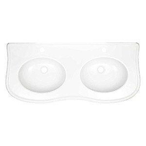 Signature Hardware 930562 Adler 46" Vitreous China Wall Mounted Double Basin Bathroom Sink with 1 Faucet Hole