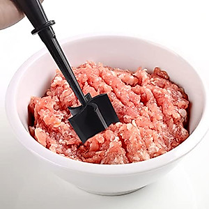 1Pcs Meat Masher Tool, Hamburger Chopper, Nylon Ground Beef Chopper Tool, Heat Resistant Meat Masher Tool for Turkey, Ground Beef and more, Meat Chopper, Black