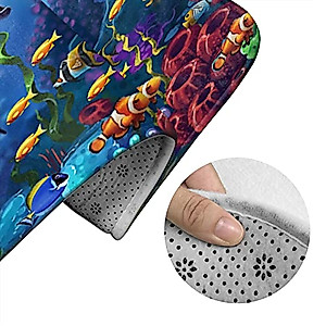 4 Pcs Dolphin Shower Curtain Set with Rugs, Toilet Lid Cover Bath Mat ,Blue Ocean Sea World Decoration Shower Curtain with 12 Hooks,65 x 70 Inches Waterproof Dolphin Shower Curtain for Bathroom Set…