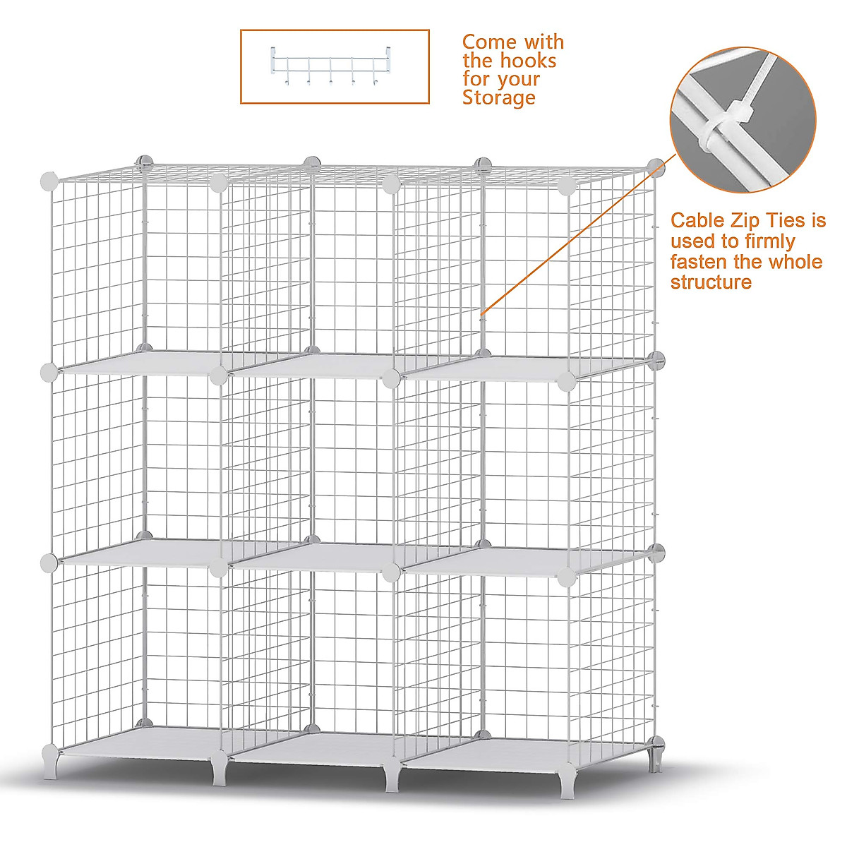 HOMIDEC Wire Cube Storage, Storage Shelves 9 Cube Bookshelf Bookcase Closet Organizer and Storage, Wire Storage Shelves Multi-Use DIY Storage Cube Shelf for Books, Toys, Clothes, Tools