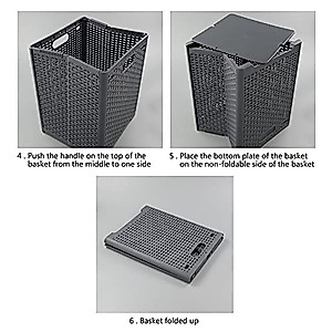 Teyyvn 2-Pack 42 L Plastic Collapsible Laundry Hamper, Folding Storage Basket, Gray, F