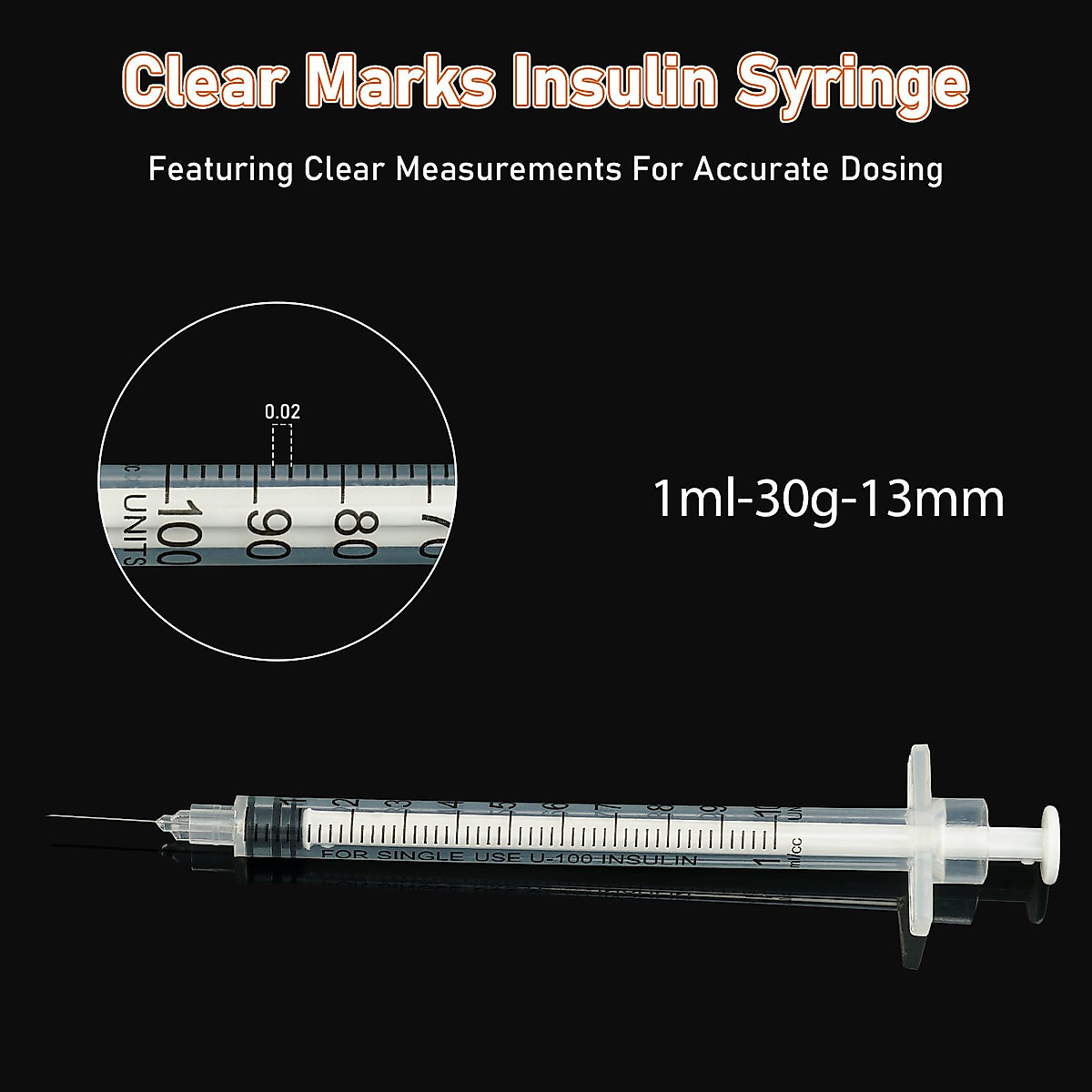 SHAOTONG 1ml Syringes with Needle, U-100 1cc Syringe 30G 1/2 Inch Needle, Sterile Individually Wrapped Pack of 20