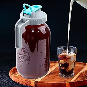 GMSWEET Mason Jar Cold Brew Coffee Maker 64 OZ (2 Quart) Wide Mouth Cold Brew Pitcher With Brew Filter For Coffee, Iced Tea, Sun Tea, Lemonade