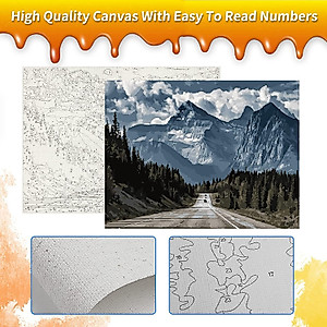 RAOHEVU Paint by Numbers for Adults Beginner - “Road to Mountains” Paint by Numbers Kits (16" x 20") with Acrylic Paint and Paintbrushes Without Frame