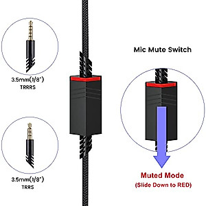 weishan A40 Cord Replacement for Astro A10 A40 TR Gaming Headsets, 3.5mm(1/8") Braided Detachable Audio Cable with Inline Mic Mute Switch, 6ft Long