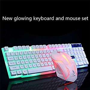 Led Glowing Computer Desktop Wired Mechanical Keyboard And Mouse