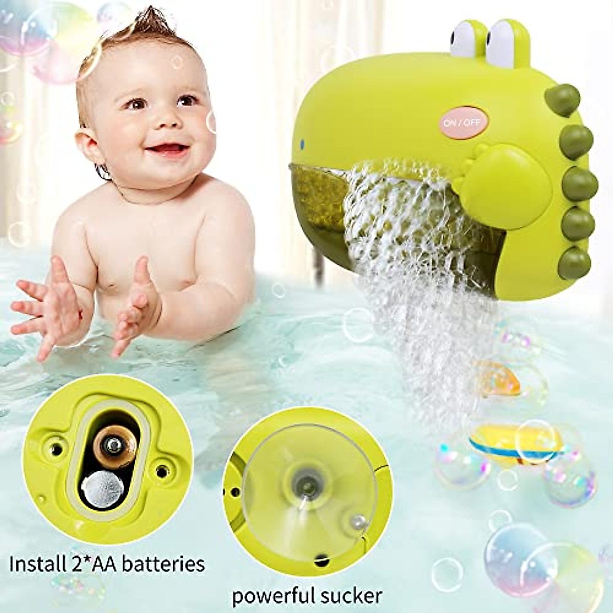 Grechi Dinosaur Bath Toys,Baby Bath Toys for The Baby Bathtub,Toddler Bath Toys Automatic Bubble Machine,Plays 12 Children’s Songs,Bath Toy Makes Great Gifts for Toddlers Age 2 3 Year Old Girl Boy