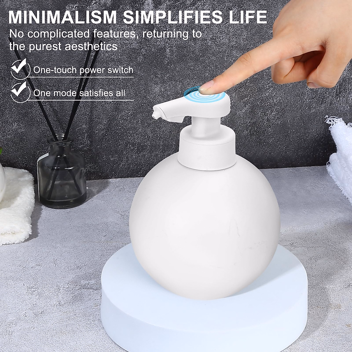 Phneems Automatic Soap Dispenser Foaming Touchless Auto Hands Free Foam Hand Soap Dispenser Rechargeable Electric Modern Smart Countertop Dish Soap Dispenser for Bathroom, Kitchen, Commercial White