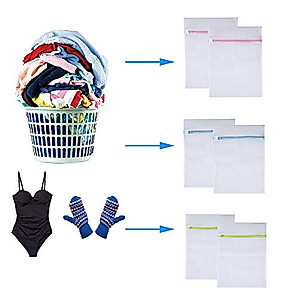 Mesh Laundry Bags 6-Pack Medium 16 x 12 Inch Laundry Wash Bag Colorful Zipper for Delicates, Blouse, Hosiery, Stocking, Underwear, Bra Lingerie, Sweater, Travel Storage Bag