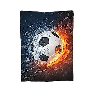 Soccer Ball Cool Sport Throw Blanket Super Soft Warm Bed Blankets Boy Bedding for Couch Bedroom Sofa Office Car, All Season Cozy Flannel Plush Blanket for Girls Boys Adults, 50"X40"
