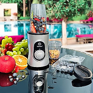 Genteen Personal Smoothie Bullet Blender,650W| 8 Pcs Smoothie Blender with 3 Speeds,24+17oz Travel Bottles BPA Free Single Serve Blender for Protein Shakes (Silver)