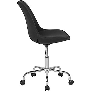 Pemberly Row Contemporary Mid Back Swivel Office Chair in Black