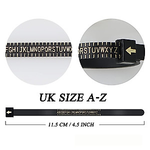 TANJIN Black US UK Ring Sizer Measuring Tool Plastic Finger Sizer Ring Gauge Measuring Tool Belt for Measuring Wedding Rings Proposal Rings 2 PCS