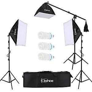 Kshioe Photography Softbox Lighting Kit Continuous Lighting System Photo Equipment Soft Studio Light with Light Stands and Convenient Carry Bag (135w 3 Sets)