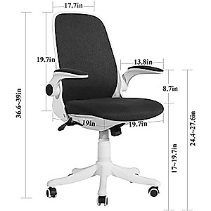 VECELO Black Desk Wheels/Armrests Modern Office Adjustable Home Computer Executive Chair Height Task/Work 360° Swivel 39" H