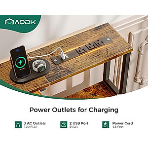 AODK 63-Inch Computer Desk with Power Outlet & LED Light, Reversible Office Desk with File Cabinet and Drawer, Gaming Desk with Keyboard Tray, Study Table with Full Monitor Riser and PC Stand, Vintage